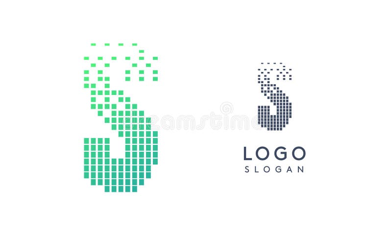Pixelated Letter S Transitioning into Scattered Pixels with Gradient ...