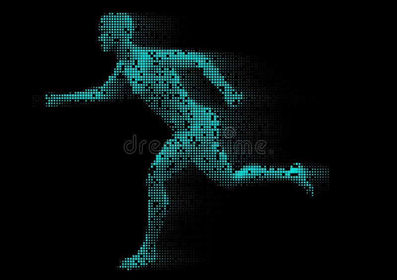 Pixelated Male Running Figure Stock Illustration - Illustration of ...