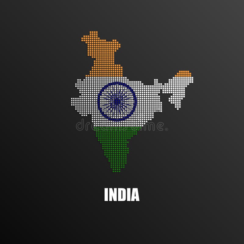 Pixelated Map of India with National Flag Stock Vector - Illustration ...