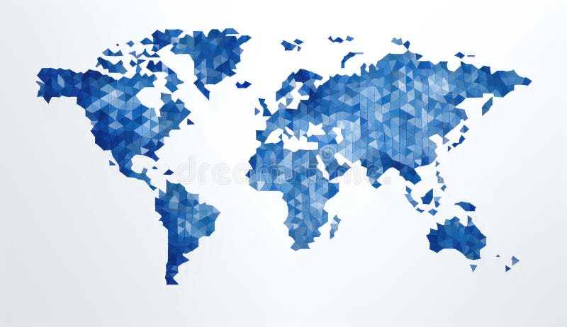 A Pixelated Map of the World with Blue Dots Stock Illustration ...