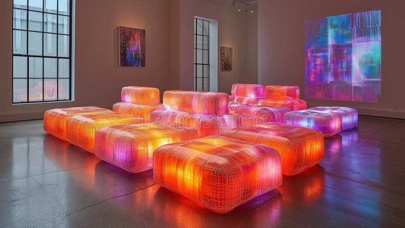 Pixelated Modular Sofa Installation Stock Illustration - Illustration ...