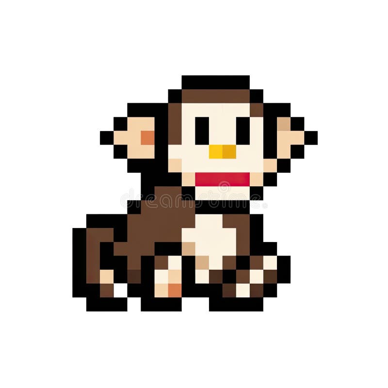 Adorable Pixel Art Monkey Character Design Stock Illustration - Illustration of animal, flat ...