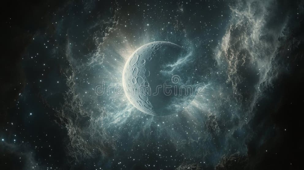 Pixelated Moon in a Cosmic Nebula Stock Illustration - Illustration of ...