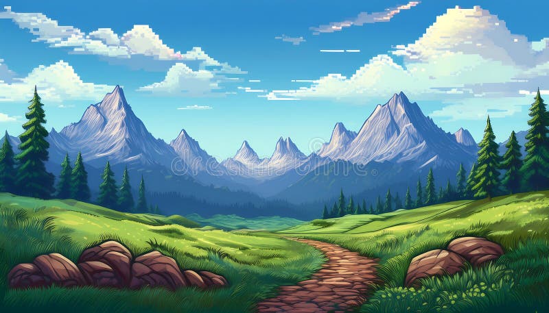 Pixelated Mountain Range - a Pixel Art Landscape Design of a Distant ... Pixelated Mountain Range - a Pixel Art Landscape Design of a Distant ...