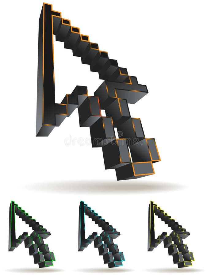 Pixelated mouse pointers stock illustration. Illustration of icon ...