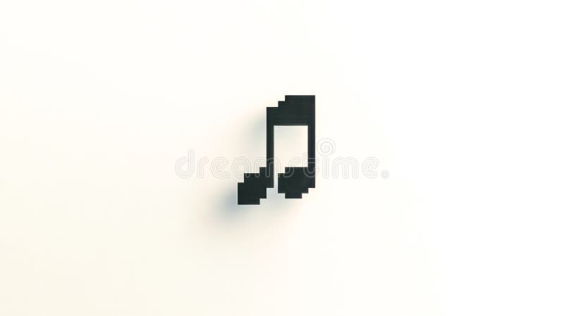 Pixelated Music Note Floating on White Background Stock Illustration ...
