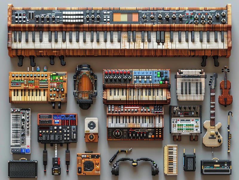 Pixelated Musical Instruments for a Rhythm Game Instruments Blur into ...