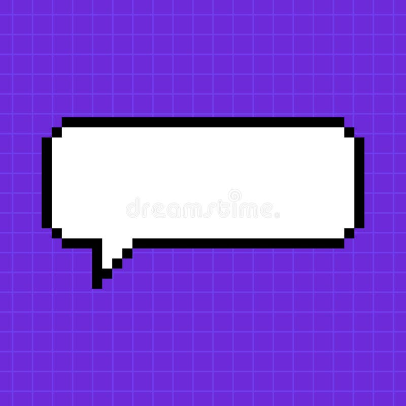 Pixelated Narrow Horizontal Dialog Box on a Bright Purple Background ...