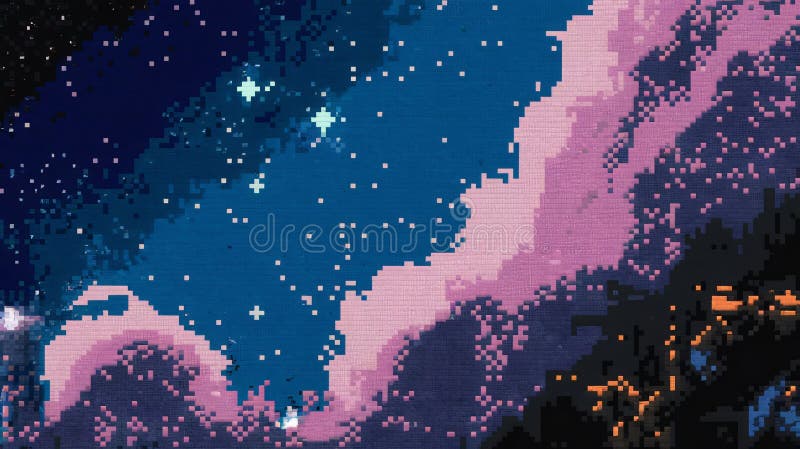 Pixelated Nebula, Abstract Space Art Background Good Resolution Stock ...