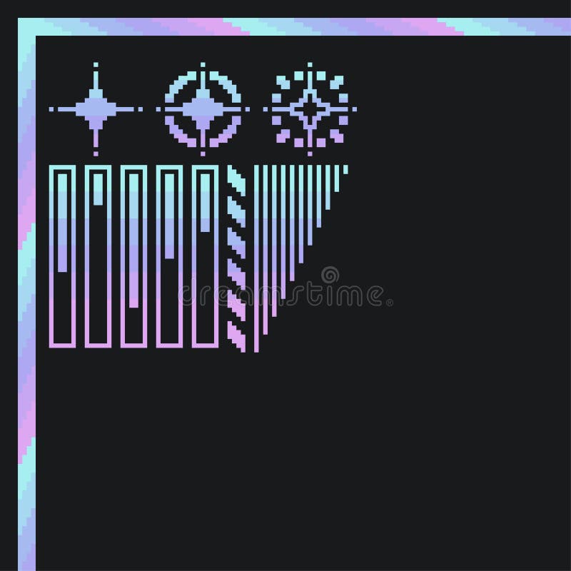 Pixelated Neon Blue and Pink Gradient Color Frame with Blinking Star ...