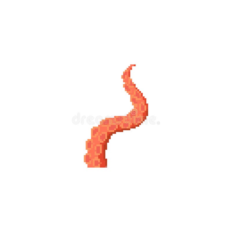 Pixelated Octopus Tentacle Illustration. Simple Pixel Art of a Curled ...