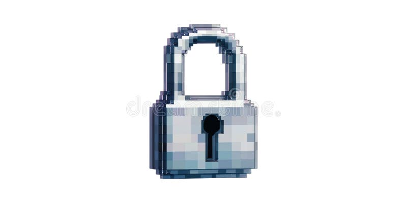 Pixelated Padlock Icon Representing Digital Security and Data ...