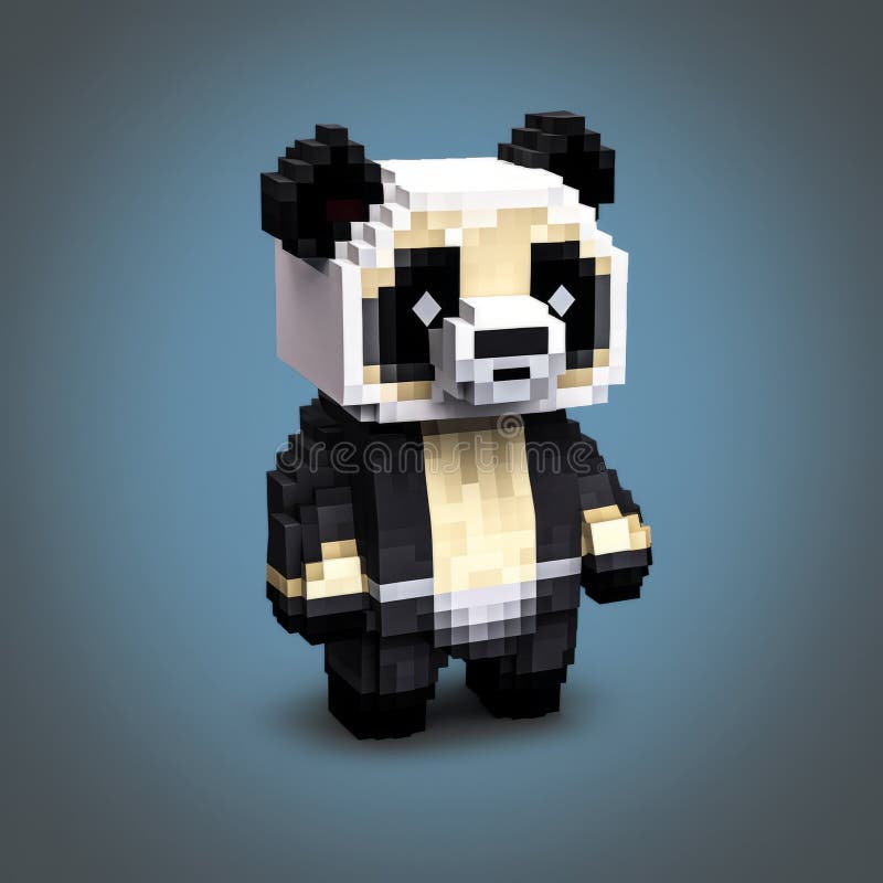 Pixelated Panda: a Cute Minecraft-inspired Character Design Stock ...