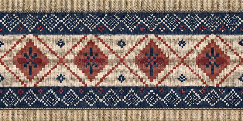 Pixelated Patchwork, a Vibrant Ethnic Border Design Stock Illustration ...