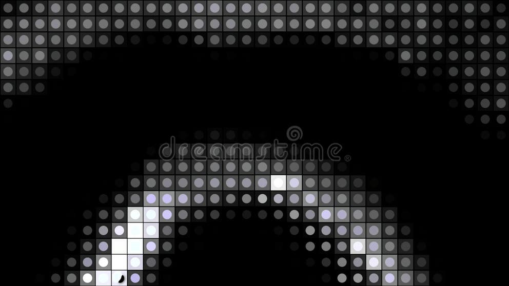 Pixelated Pattern with Arcuate Fluctuating Shapes. Motion. Screen of ...