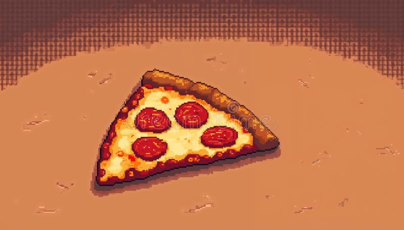 Pixelated Pepperoni Pizza Slice Stock Illustration - Illustration of ...