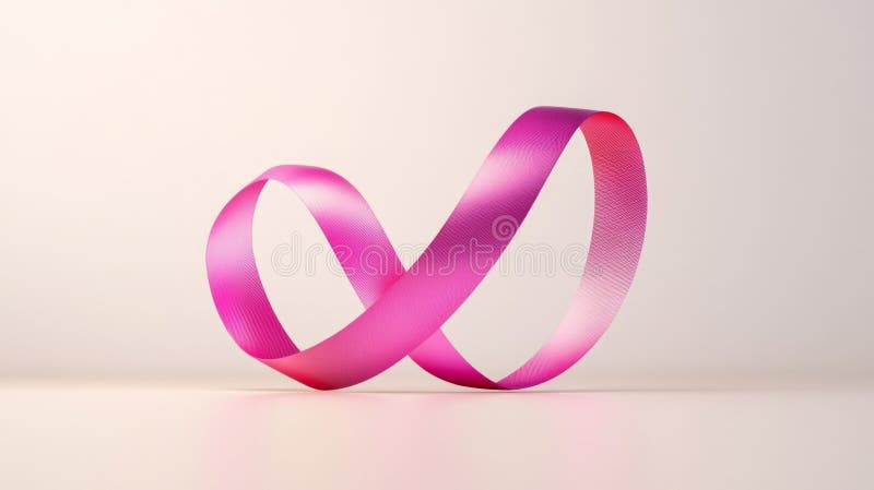 Pixelated Pink Mobius Strip with Infinite Loop on Soft White Background ...