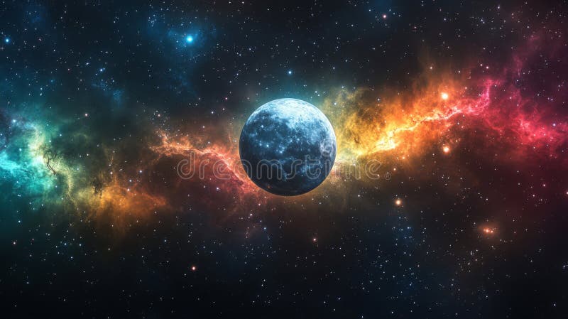 Pixelated Planet in a Colorful Nebula Stock Illustration - Illustration ...