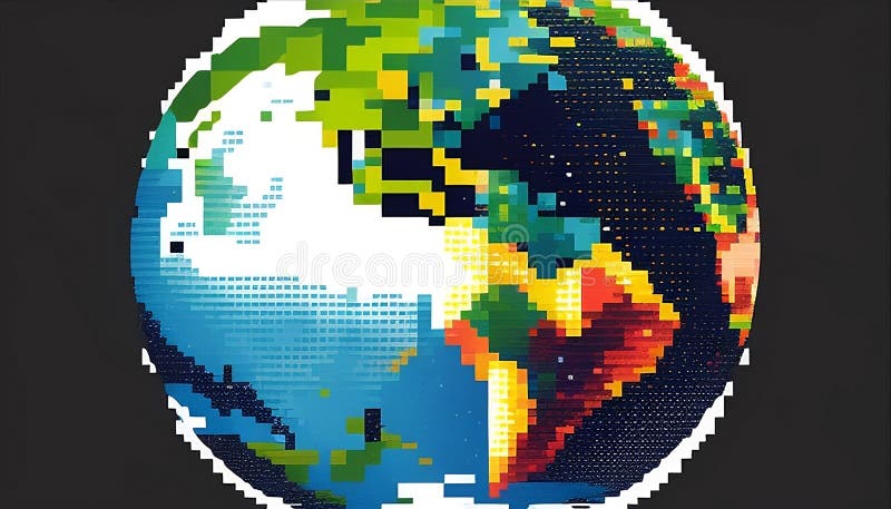 Pixelated Planet: a Simple and Bright Design of Earth in Artistic Style ...