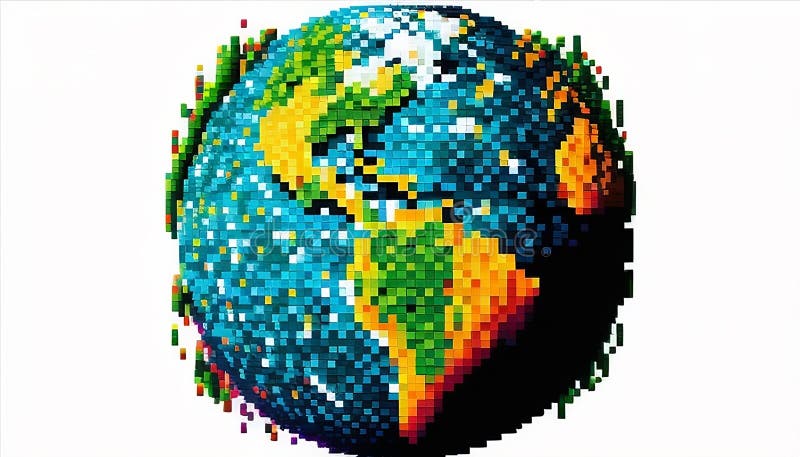 Pixelated Planet: a Simple and Bright Design of Earth in Artistic Style ...