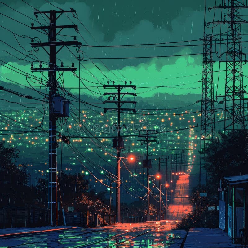 Pixelated Power Network stock illustration. Illustration of electricity ...