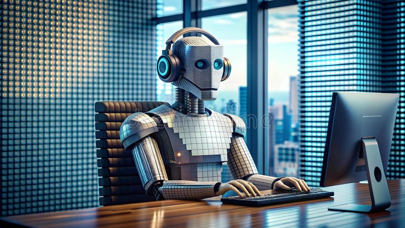 Pixelated Productivity: a Retro Robot S Digital Domain AI Generated ...