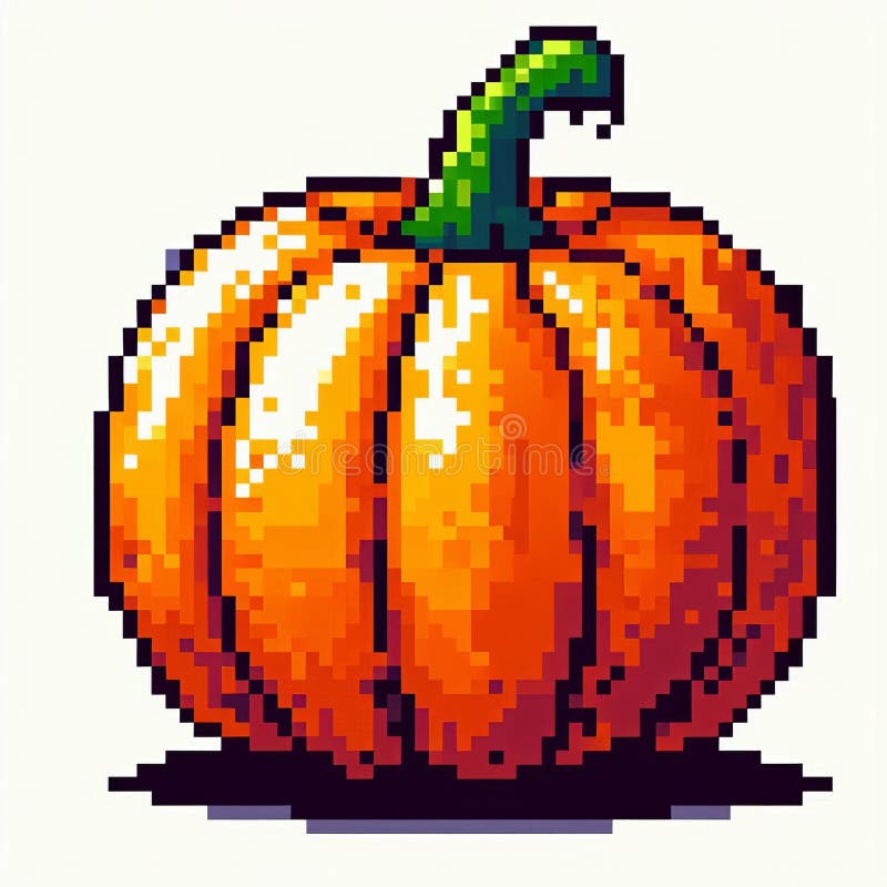 Pixelated Pumpkin Create a Pixel Art Image of a Pumpkin Showcasi Stock ...