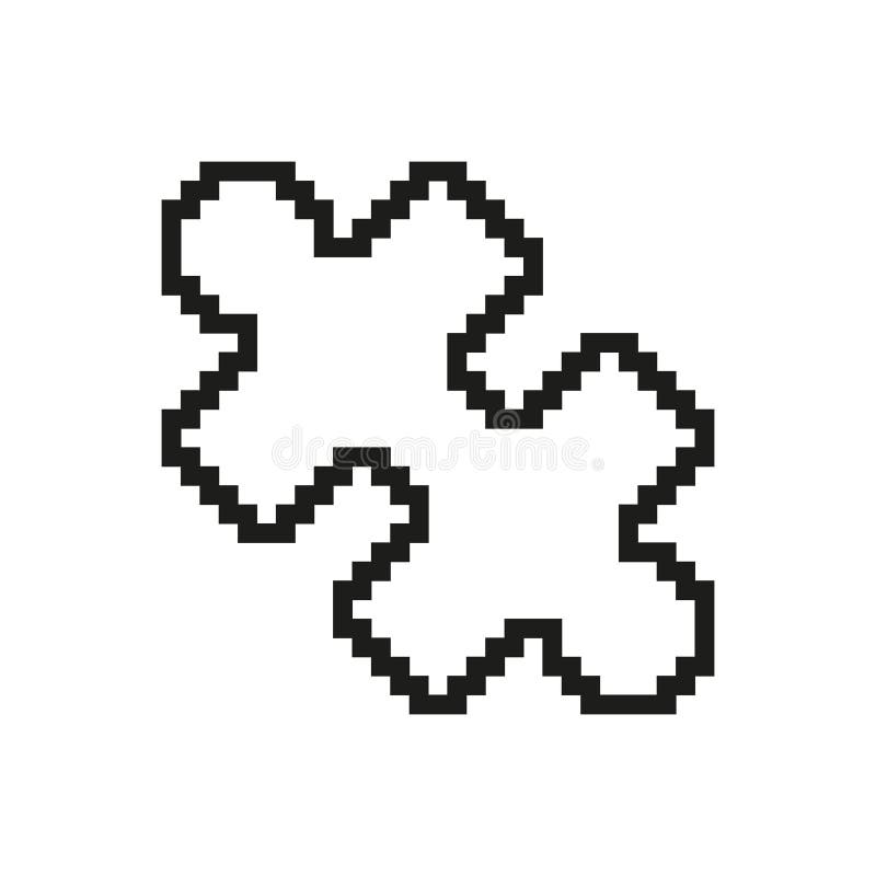Pixelated Puzzle Pieces Icon. Jigsaw Symbol for Problem Solving and Collaboration in Pixel Art ...
