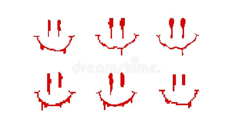 Pixelated Red Distorted Smiley Faces Abstract Glitch Horror Digital ...