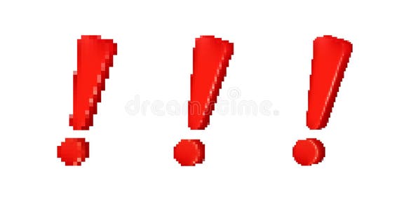 Pixelated Red Exclamation Marks with Glossy Effect, Bold Digital ...