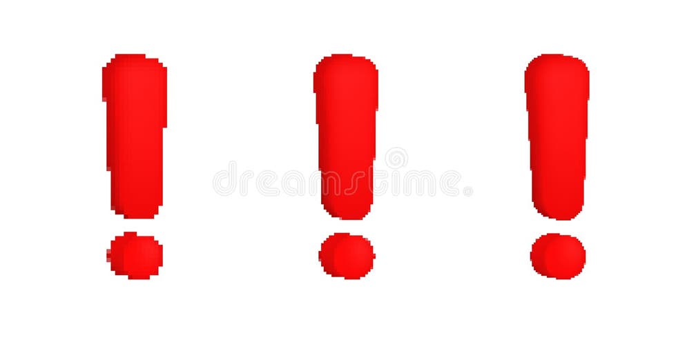 Pixelated Red Exclamation Marks with Glossy Effect, Bold Digital ...