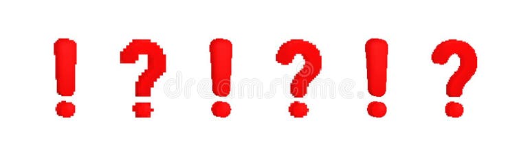 Pixelated Red Exclamation and Question Marks on White Background, Bold ...