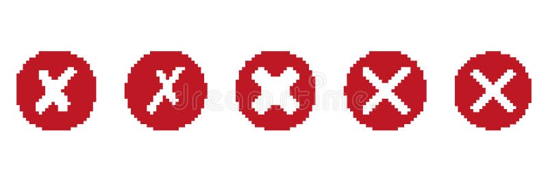 Pixelated Red X Icons. Error or Cancel Symbols in Pixel Art Style Stock ...