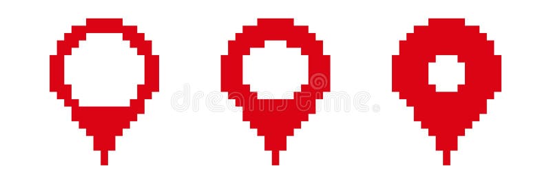 Pixelated Red Map Markers in Different Sizes Displaying a Simple ...