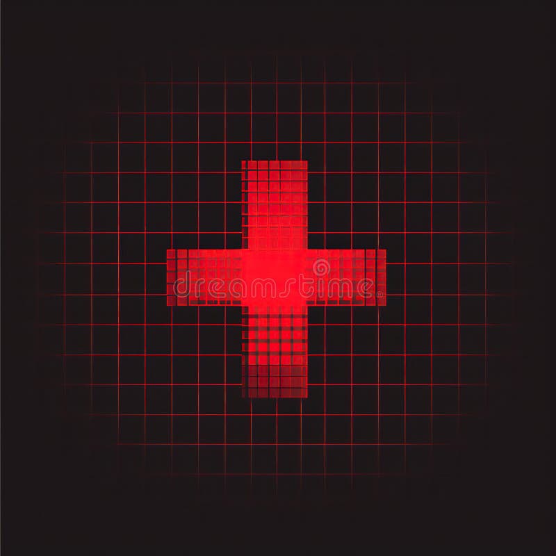 A Pixelated Red Minus Symbol on a Grid Background Stock Illustration ...