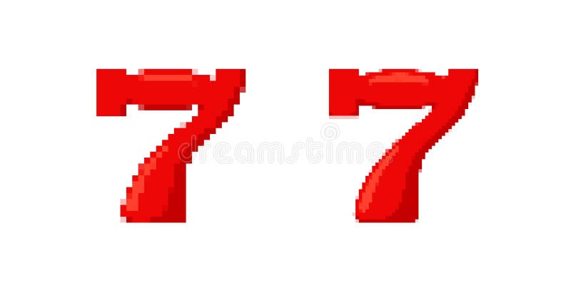 Pixelated Red Number Seven with Glossy Effect, Bold Digital Typography ...
