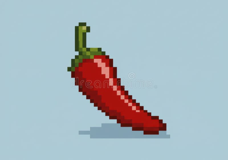Pixelated Red Pepper Illustration on Plain Background Stock ...