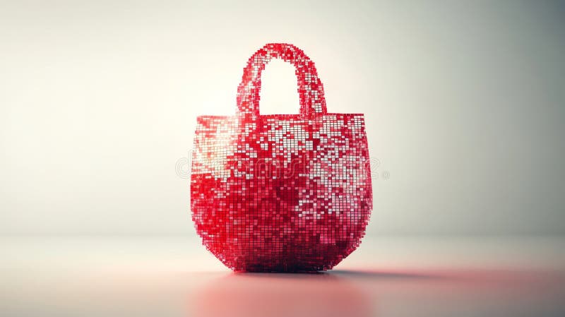 Pixelated Red Tote Bag on Gradient Background Stock Photo - Image of ...