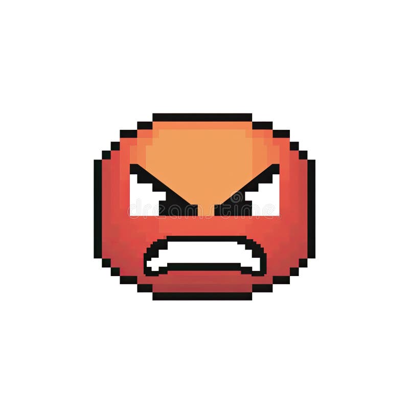 Angry Pixel Art Emoji, Furious Face Icon Stock Illustration ...