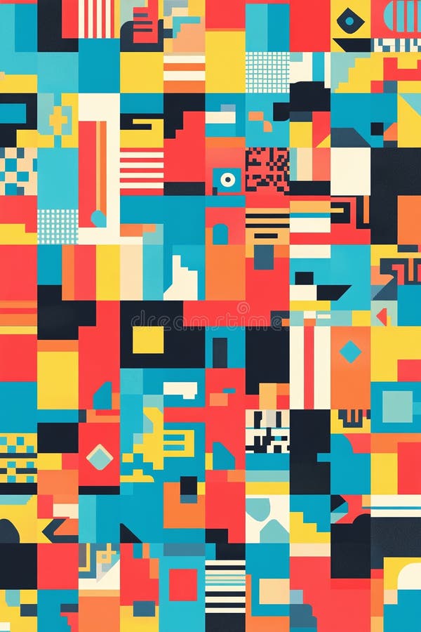 A Pixelated Retro Design with Bright Bold Squares for a Nostalgic Theme ...
