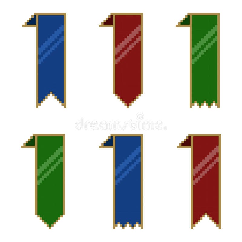 Pixelated Ribbon Set, Banner Ribbon Stock Vector - Illustration of ...