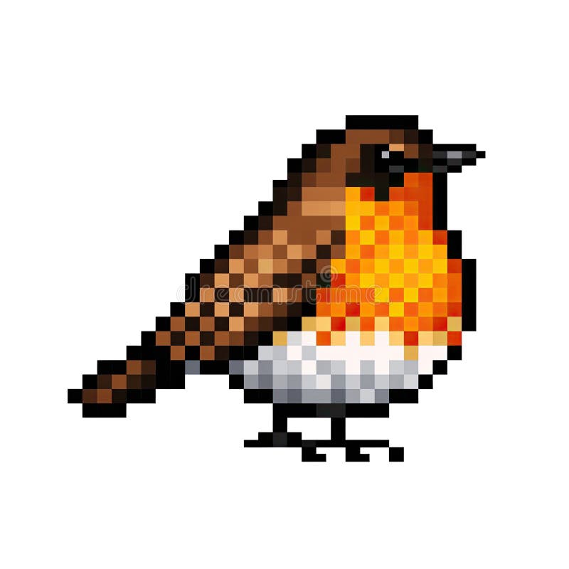 Adorable Pixel Art Robin Bird Illustration Stock Illustration ...