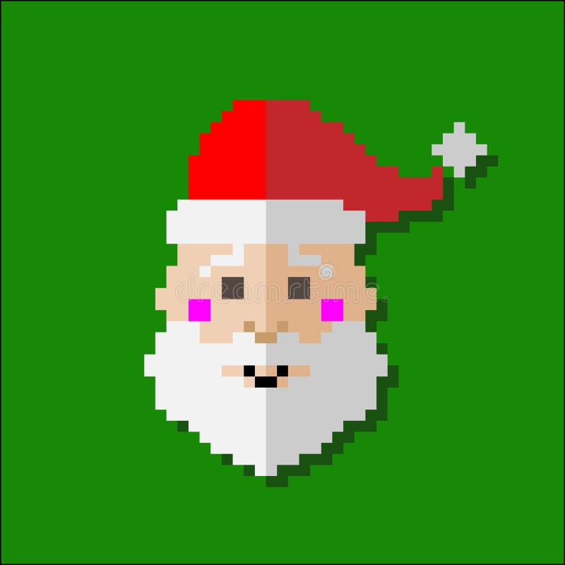 Pixelated Santa Claus on a Green Background Stock Vector - Illustration ...