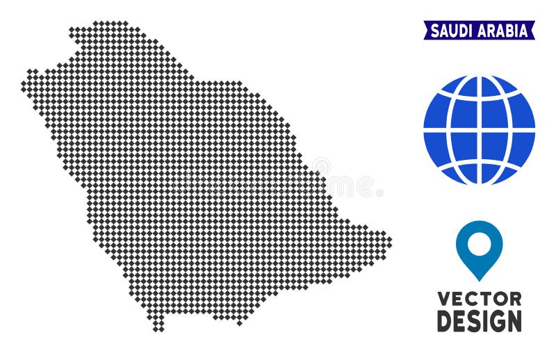 Pixelated Saudi Arabia Map stock vector. Illustration of vector - 122245401