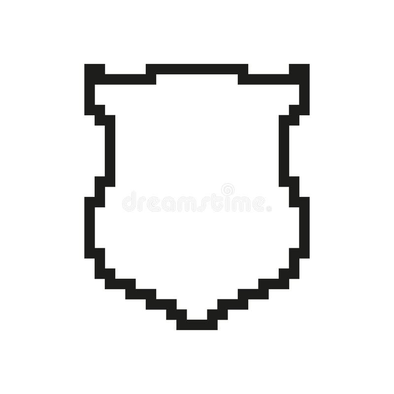 Pixelated Shield Outline Icon. Security and Protection Symbol in Pixel ...