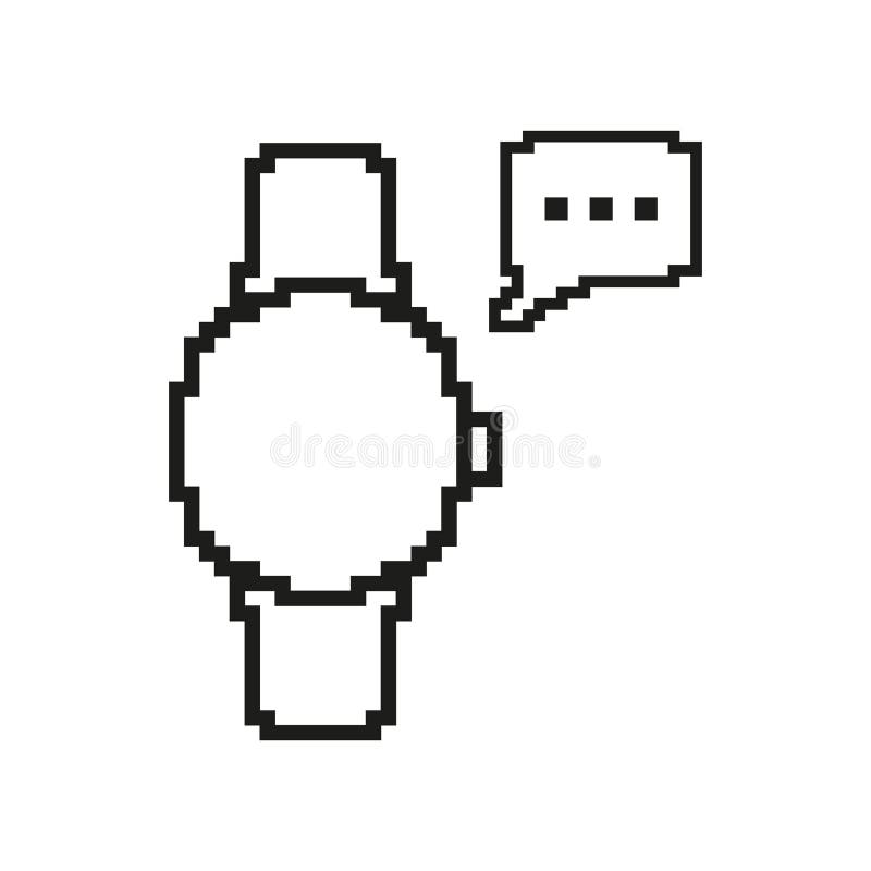 Pixelated Smartwatch Icon with Speech Bubble. Wearable Technology and ...