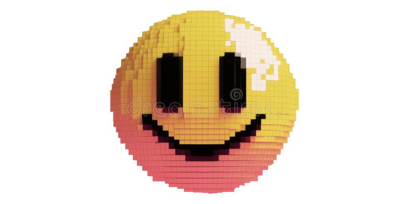 Pixelated Smiley Face Emoji Isolated on Transparent Background Stock ...