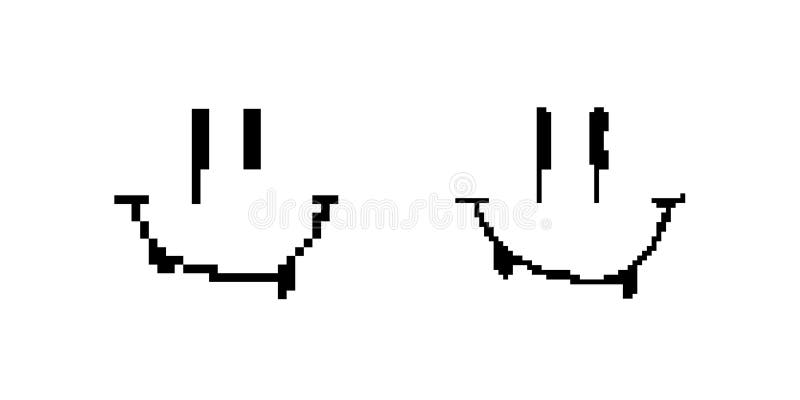 Pixelated Smiley Faces with Different Expressions in Simple Black and ...