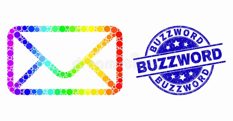 Vector Spectral Pixelated Envelope Icon and Grunge Buzzword Stamp Seal ...