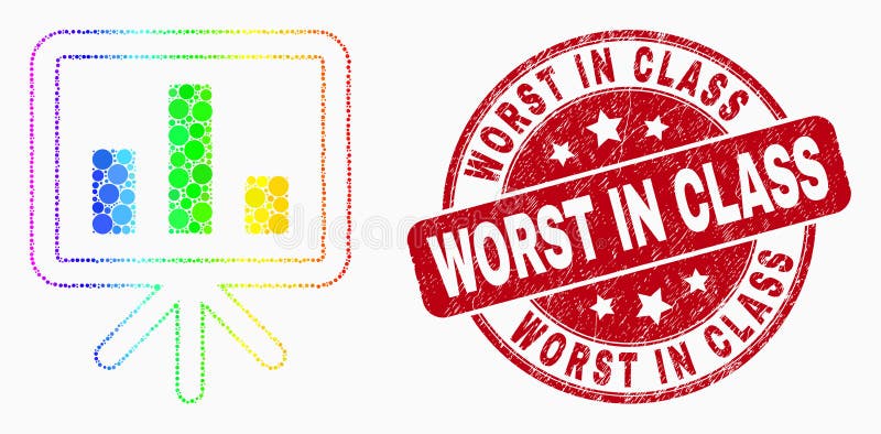 Vector Rainbow Colored Dotted Bar Chart Presentation Icon and Distress ...